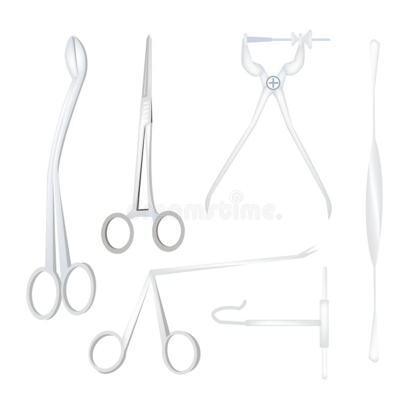 Set of Surgical Instruments on White Background Stock Vector ...