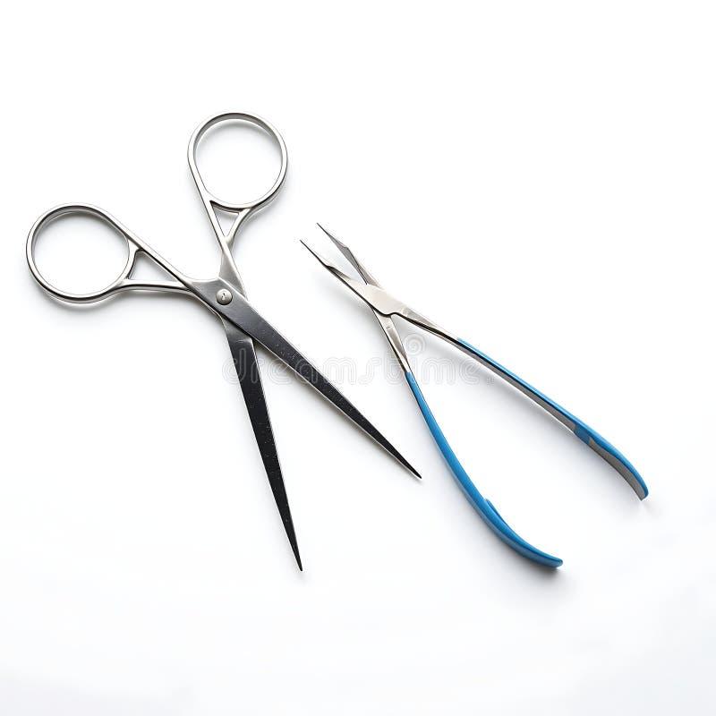 A Set of Surgical Scissors and a Forceps Pair with Precision Tips on a ...