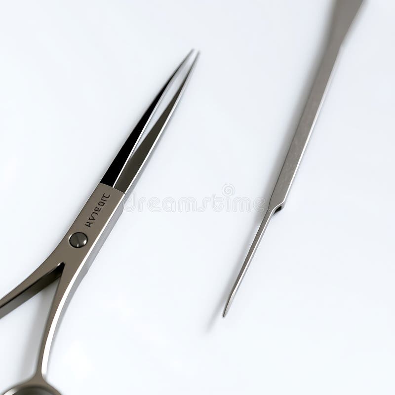 A Set of Surgical Scissors and a Forceps Pair with Precision Tips on a ...