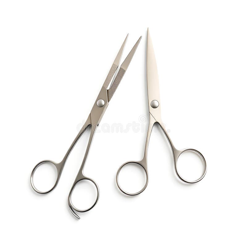 A Set of Surgical Scissors and Forceps in Stainless Steel Lying Flat on ...