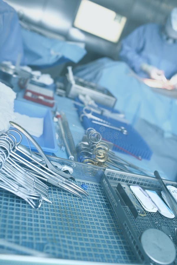Set of Surgical Tools in Operating Room Stock Image - Image of light ...