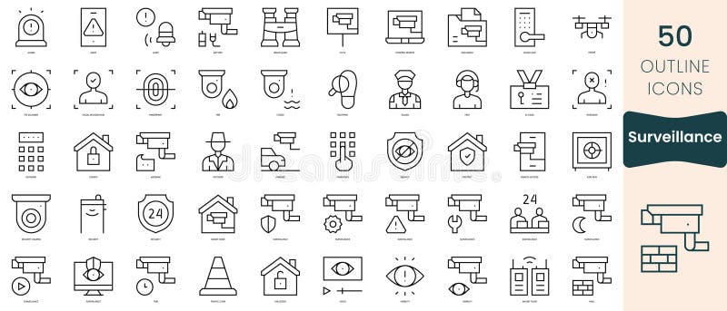 Set of Surveillance Icons. Thin Linear Style Icons Pack Stock Vector ...