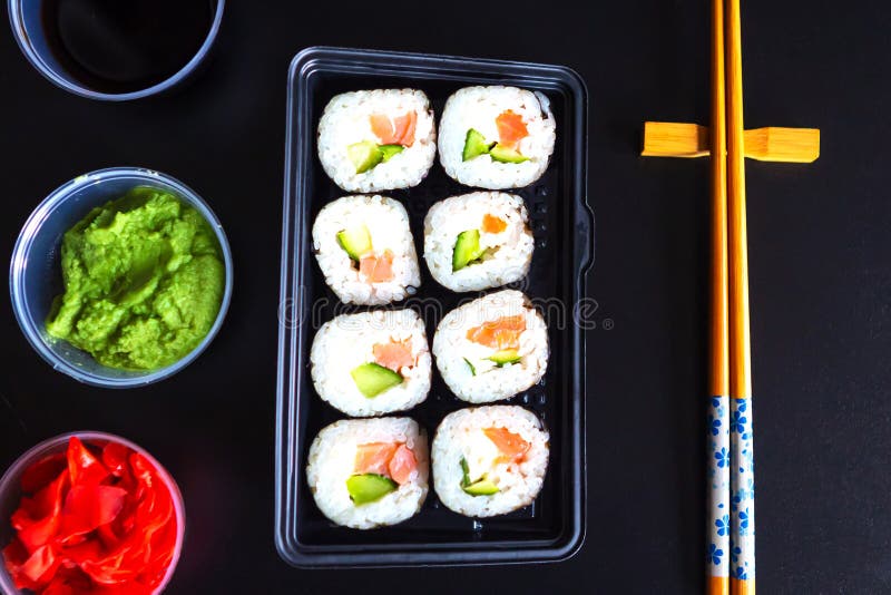 Set of Sushi Roll in the Box Stock Image - Image of cuisine, dish ...