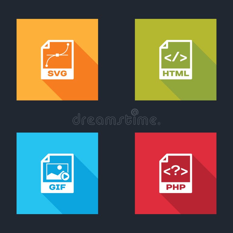 Set Svg File Document Html And Php Icon Vector Stock Vector
