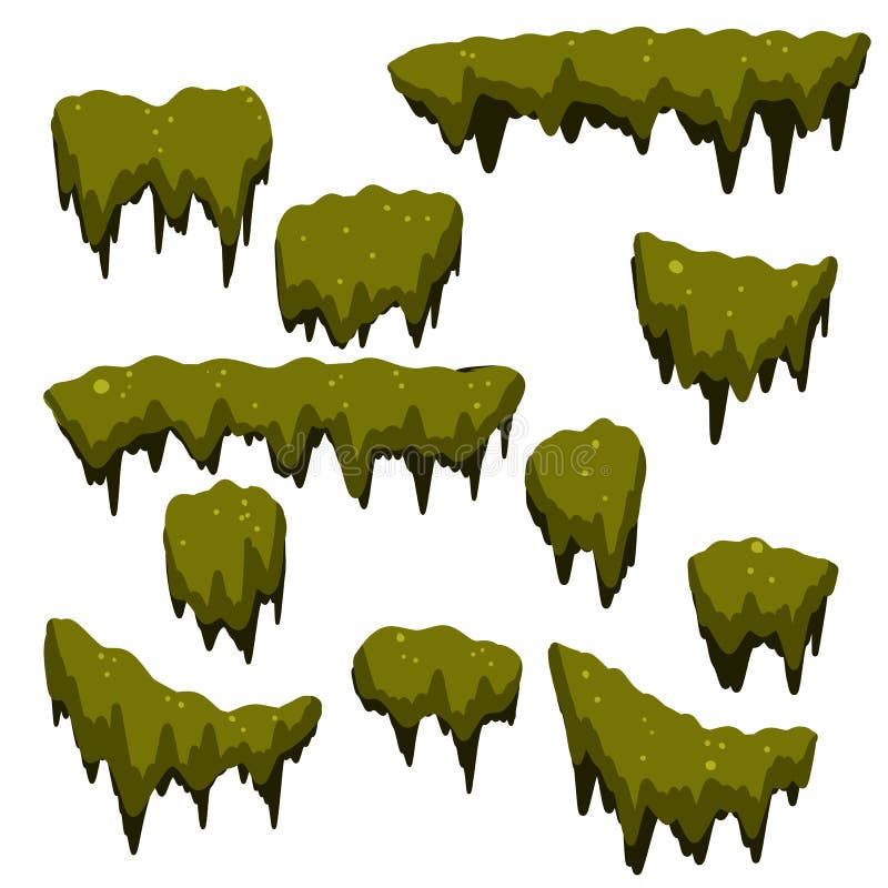 Swamp Moss. Cartoon Green Rock Lichen and Fungus Game Asset, Sprite ...