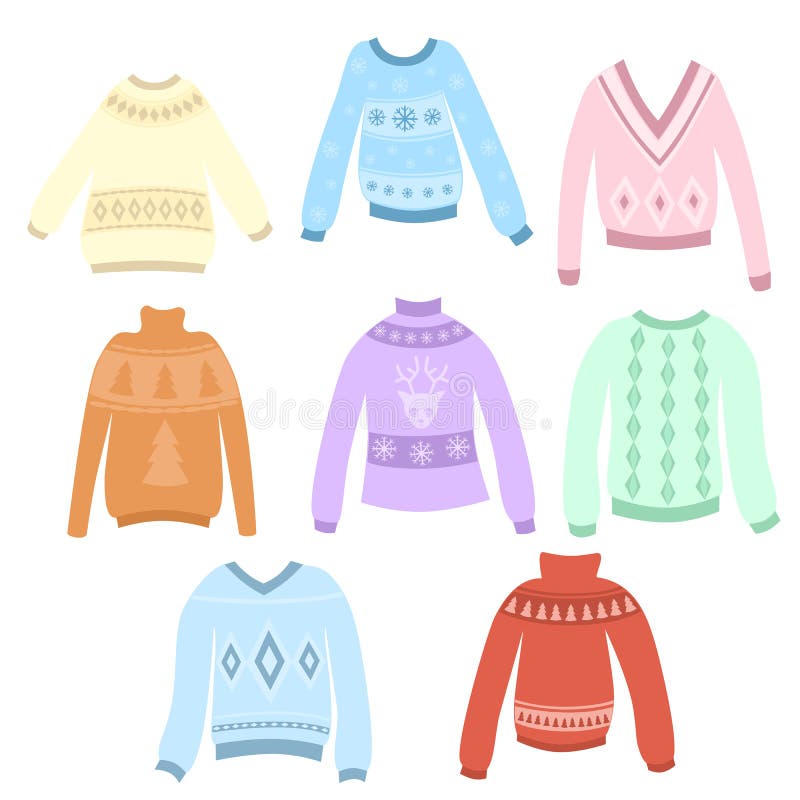 Set of Sweaters in Pastel Colors. Isolated Vector Stock Vector ...