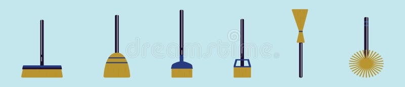 Set of Sweep Tools Cartoon Icon Design Template with Various Models ...