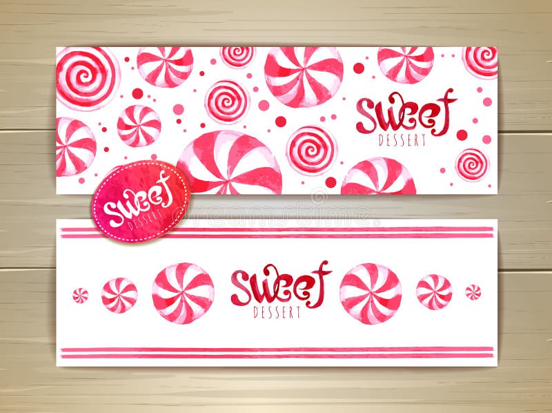 Set of Sweet or Dessert Banners. Candy Stock Vector - Illustration of ...