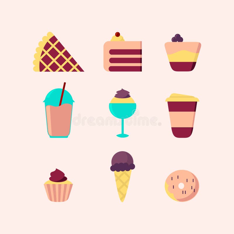Set Of Sweet Food Icons Stock Vector Illustration Of Isolated 70055554