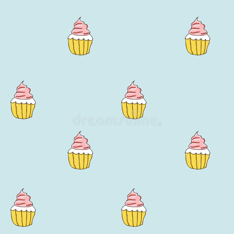 Set of Sweet Patterns. Seamless Backgrounds with Cream Cupcake Stock ...