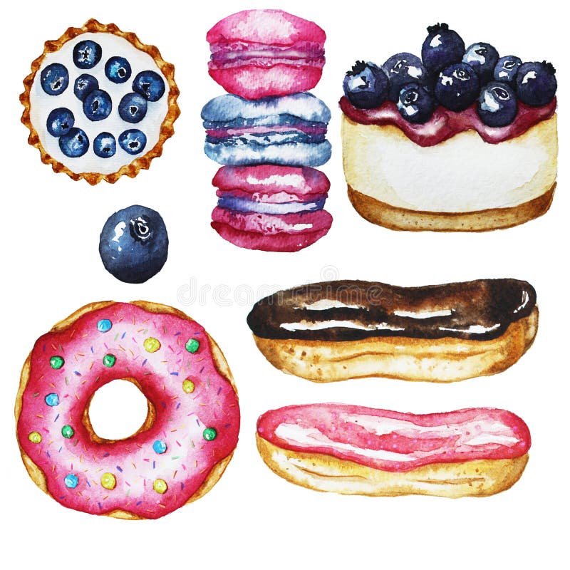 Set with sweets stock illustration. Illustration of white - 145956991