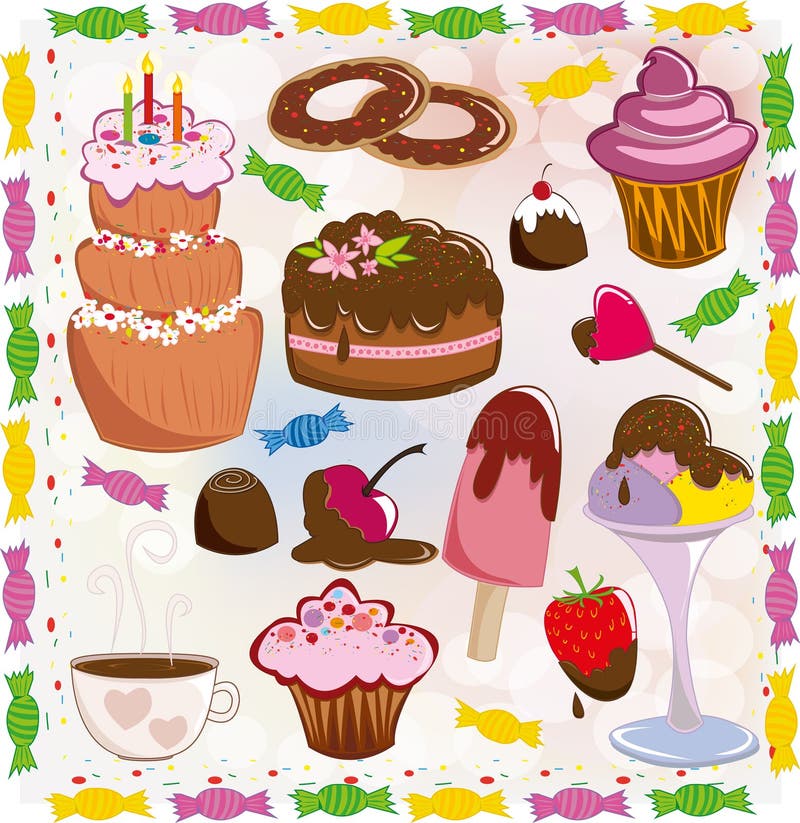 Set of sweets stock vector. Illustration of dessert, cake - 22895241