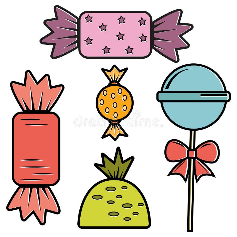 A Set of Sweets in the Cartoon Style. Color Isolated Vector ...