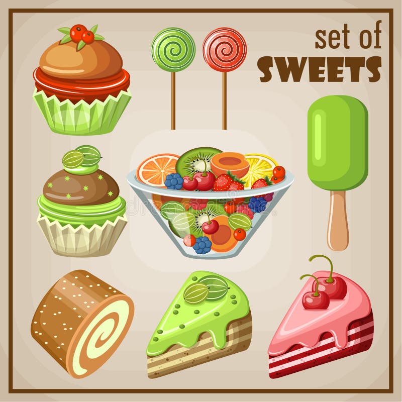 Set of sweets stock vector. Illustration of cake, dessert - 43327125