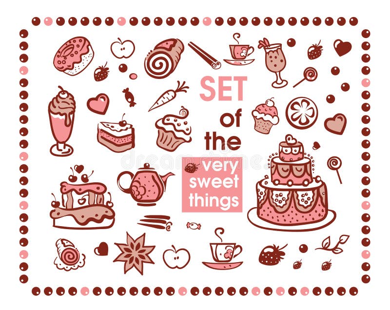 Set of sweets stock vector. Illustration of donut, chocolate - 75866429