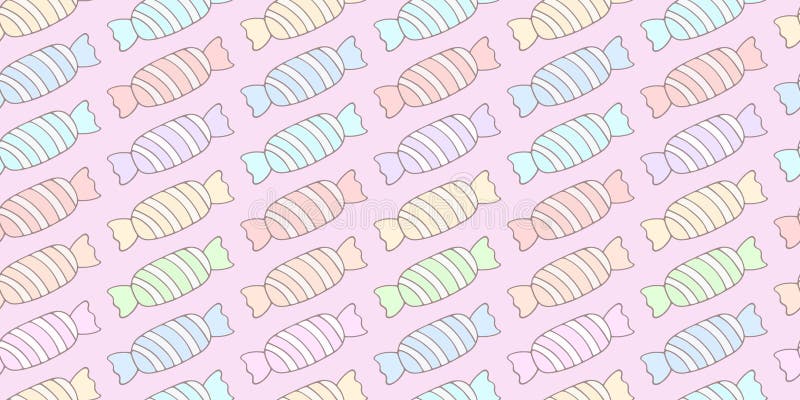 Set of Sweets. Seamless Horizontal Pattern. Isolated Pink Background ...