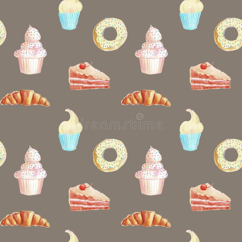 A Set of Sweets, a Seamless Pattern Stock Illustration - Illustration ...