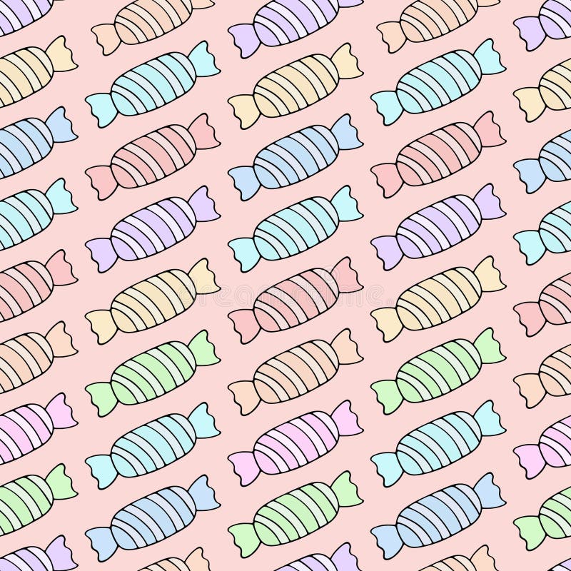 Set of Sweets. Seamless Square Vector Pattern. Isolated Pink Background ...