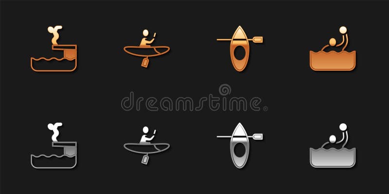 Set Swimmer Diving into Pool, Kayak and Paddle, and Water Polo Icon ...