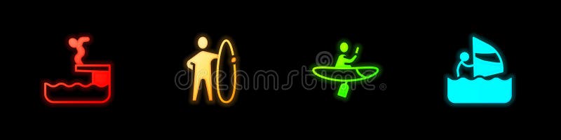 Set Swimmer Diving into Pool, Surfboard, Kayak and Paddle and ...