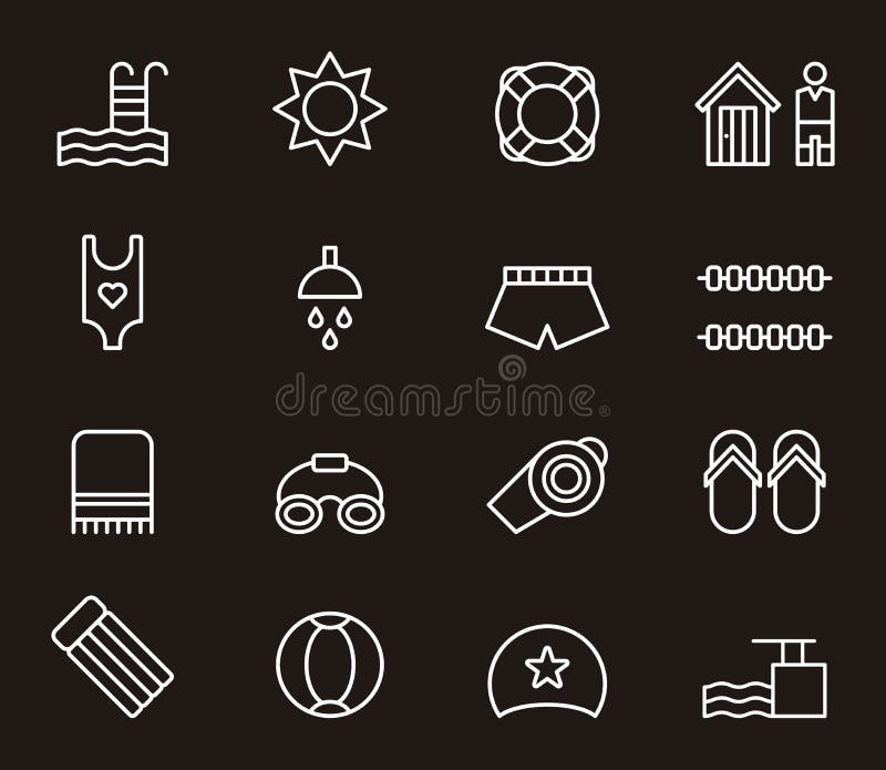 Set of swimming pool icons stock vector. Illustration of summer - 60580716