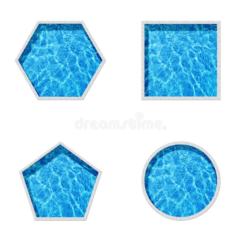 Set Swimming Pools of Different Shapes Top View in Cartoon Style ...