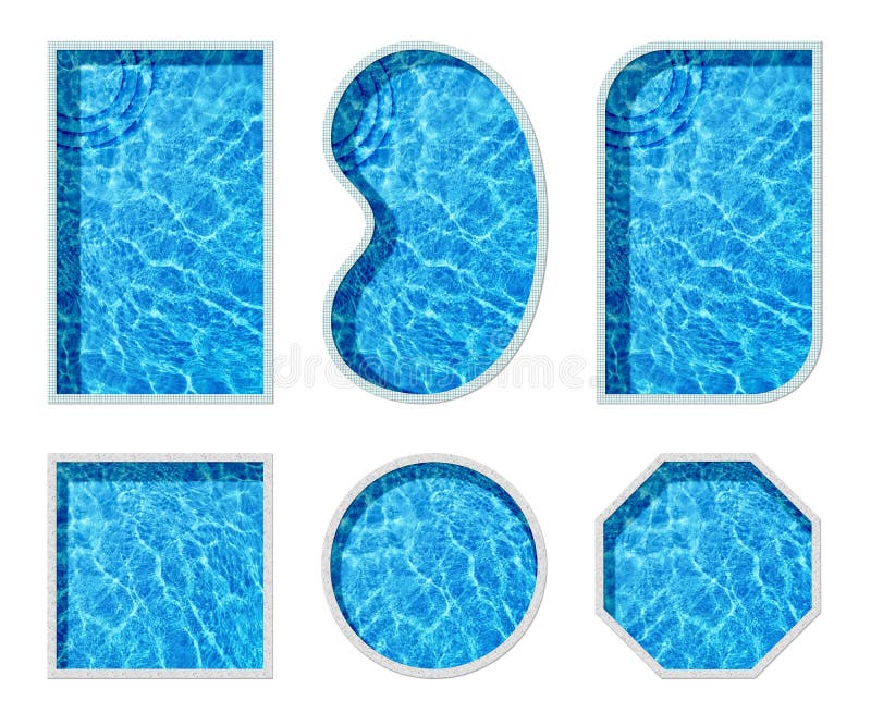 Set with Swimming Pools of Different Shapes on White Background, Top ...