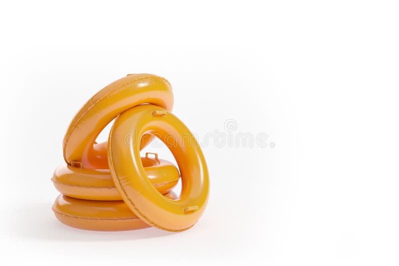Set of Swimming Rings on Empty White Background. Copy Space Stock ...