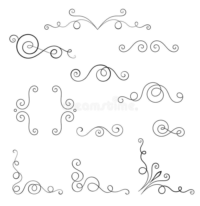 Set of Swirl Elements for Design. Stock Vector - Illustration of ...