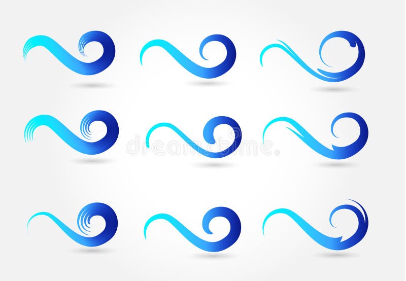 Set of Swirly Waves Logo Vector Image Stock Vector - Illustration of ...