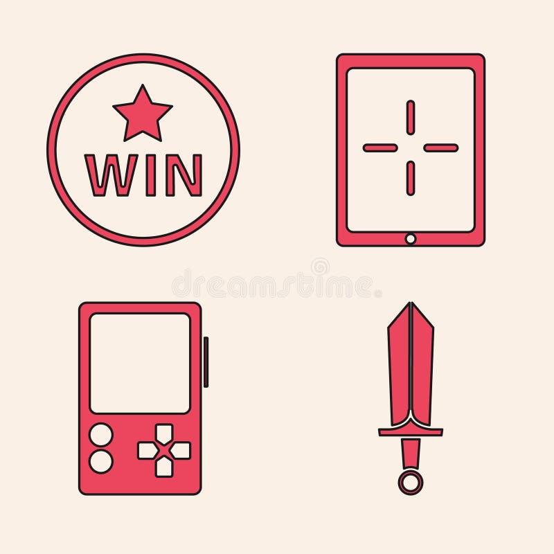 Set Sword for Game, Medal, Tablet and Portable Video Game Console Icon ... Set Sword for Game, Medal, Tablet and Portable Video Game Console Icon ...