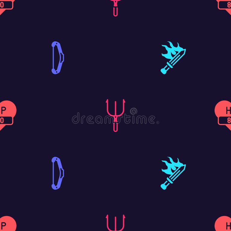 Set Sword for Game, Medieval Bow, Neptune Trident and Video Bar on ...