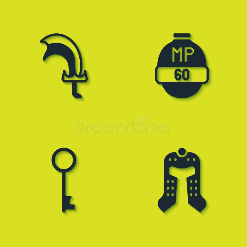 Set Sword for Game, Medieval Helmet, Old Key and Video Bar Icon. Vector ... Set Sword for Game, Medieval Helmet, Old Key and Video Bar Icon. Vector ...