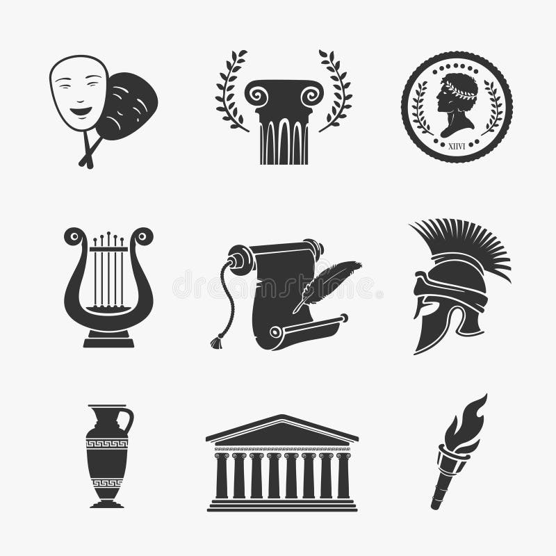 Set Symbol Greece Vector Illustration Stock Vector - Illustration of ...
