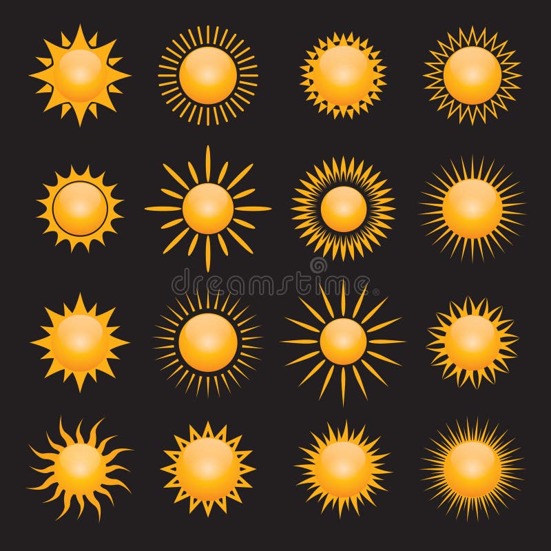 Set of Symbol of Sun. Vector Icons Stock Vector - Illustration of icons ...