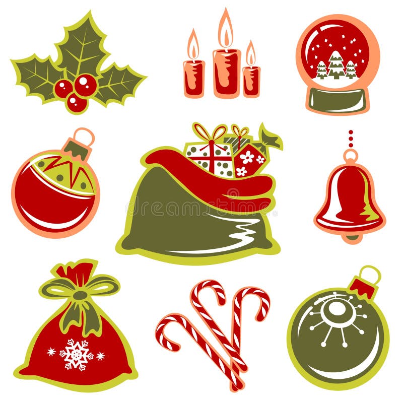 Julsymboler vektor illustrationer. Illustration av nöje - 3278335