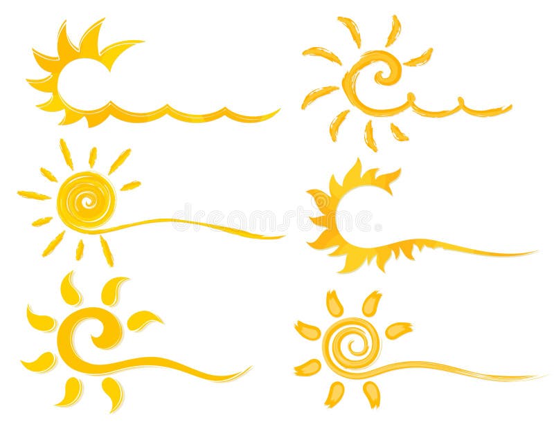 Set symbols of bright sun. stock vector. Illustration of tourism ...