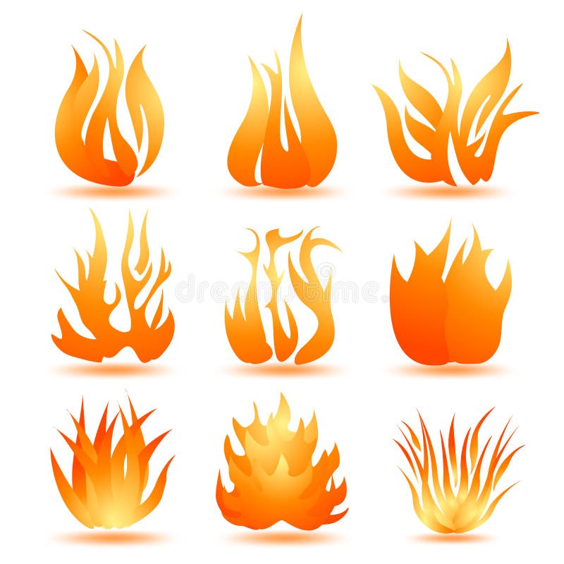 Set of symbols of fire stock vector. Illustration of glow - 30354007