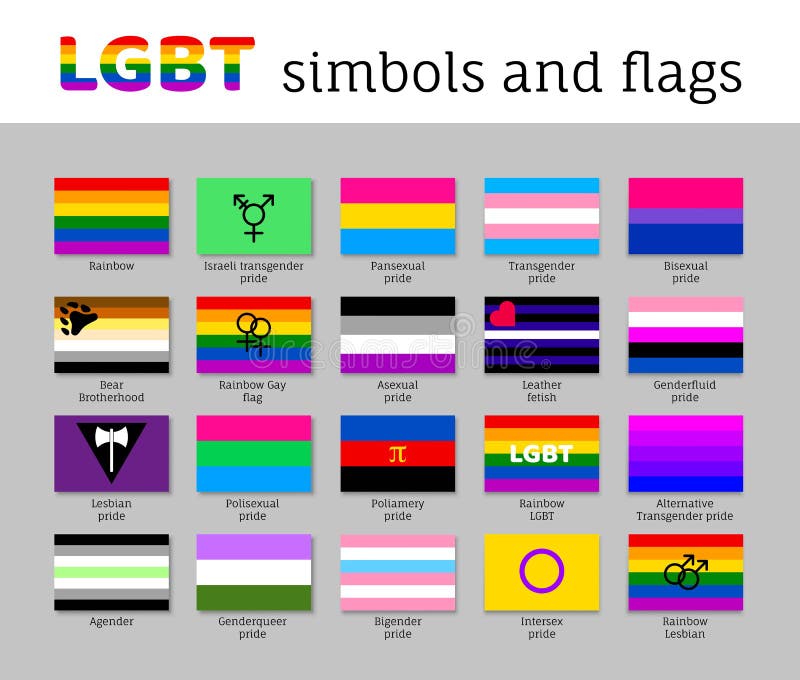 Set Symbols Flags Lgbt Movement Flat Icon Stock Vector Illustration Of Sexually Genderqueer