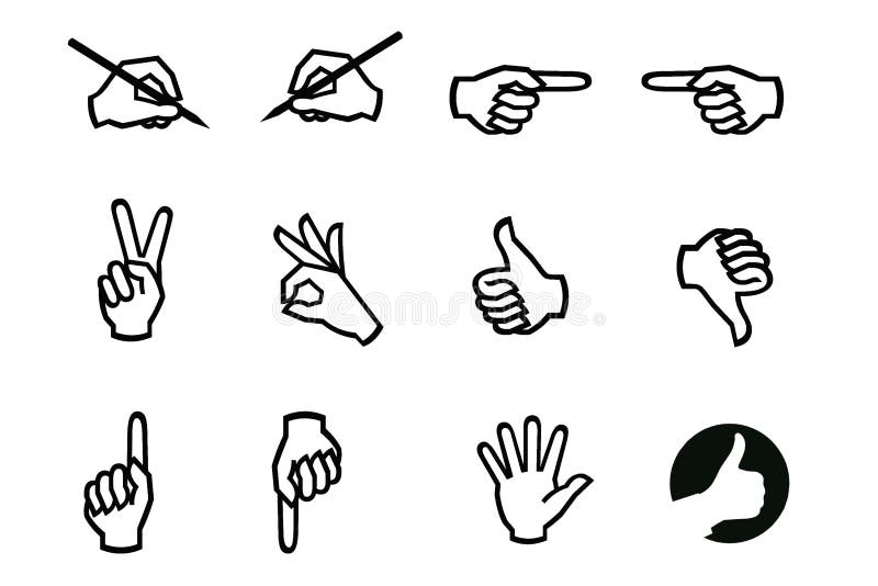 Set Symbols with Hand Positions Stock Illustration - Illustration of ...