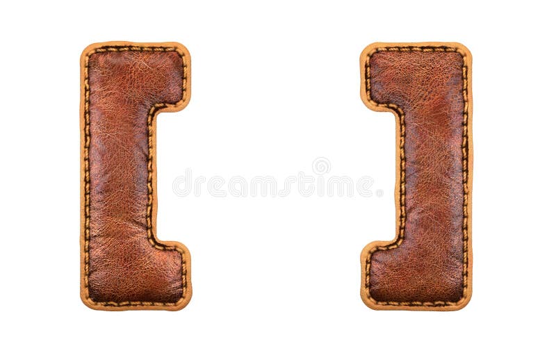 Set of Symbols Left and Right Bracket Made of Leather. 3D Render Font ...