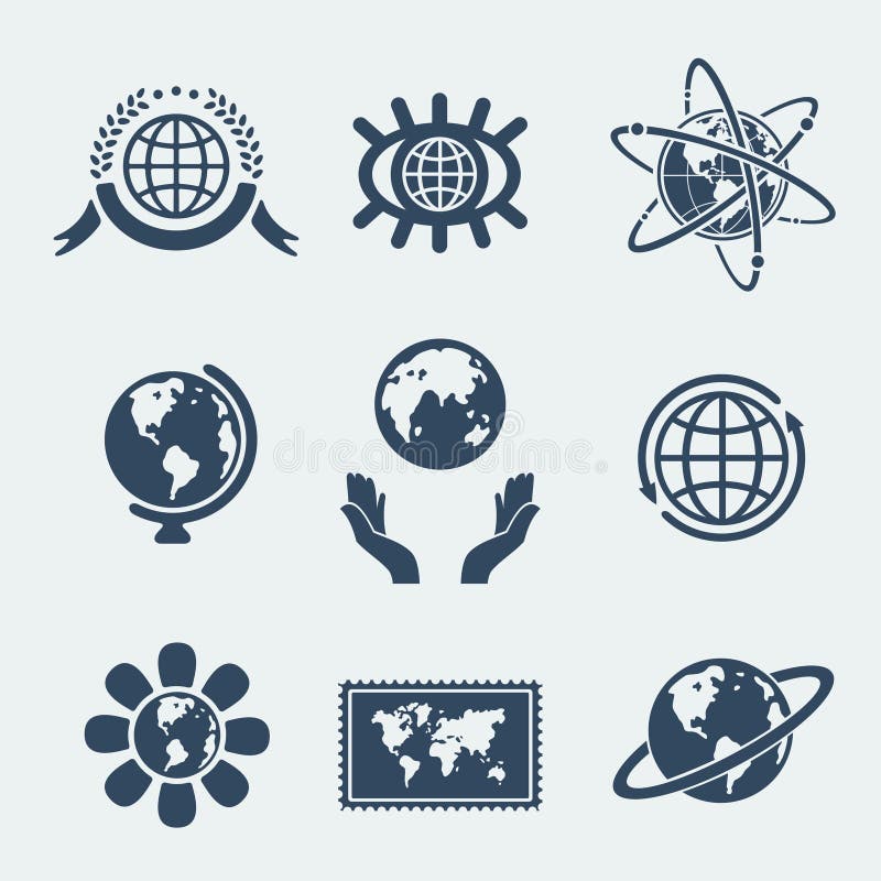Set of Symbols Planet Earth Stock Vector - Illustration of world ...