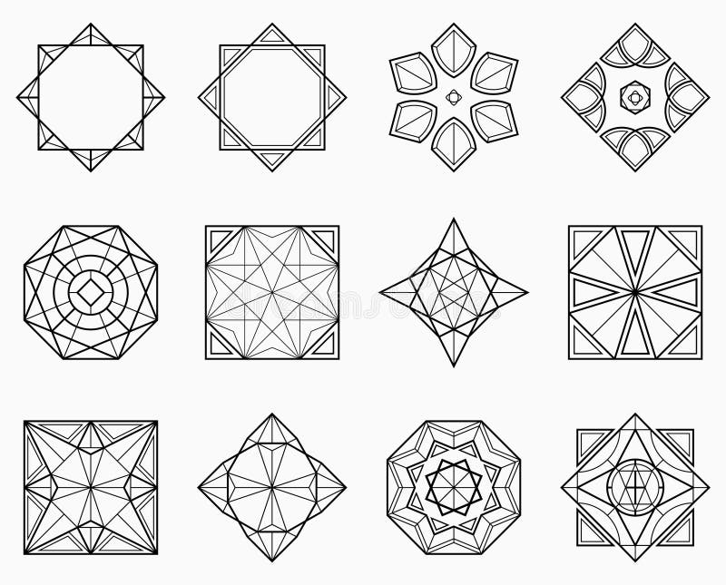 Set of Symmetric Geometric Shapes. Stock Vector - Illustration of name ...