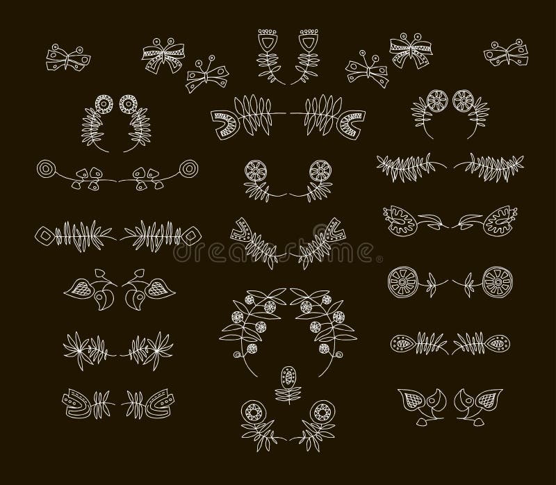 Set of Symmetrical Floral Graphic Design Elements. Stock Vector ...