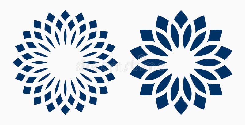 Set of Symmetrical Floral Round Shape Design Stock Vector ...