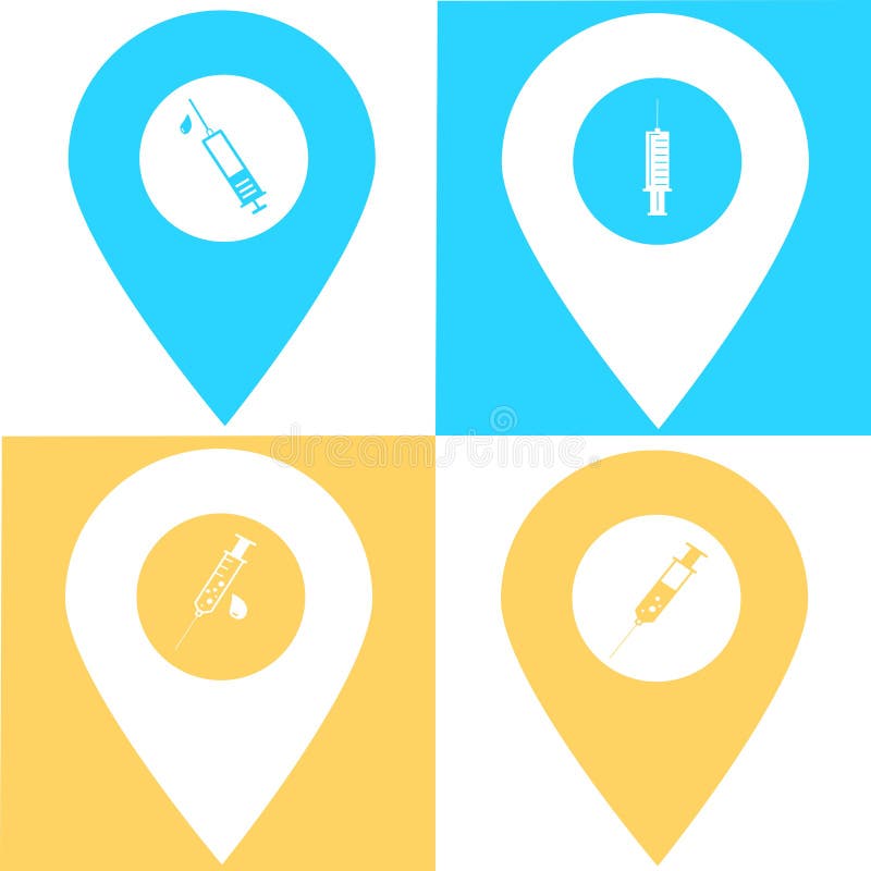 Set of Syringe Location Map Pin Icon. Element of Map Point for Mobile ...