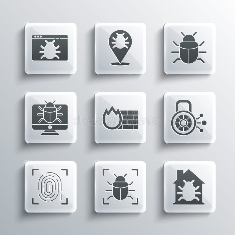 Set System Bug, House System, Cyber Security, Firewall, Wall ... Set System Bug, House System, Cyber Security, Firewall, Wall ...