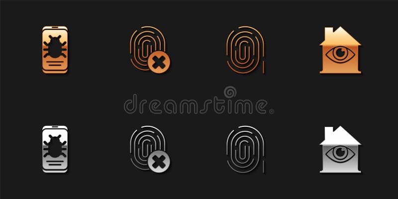 Set System Bug on Mobile, Cancelled Fingerprint, Fingerprint and House ... Set System Bug on Mobile, Cancelled Fingerprint, Fingerprint and House ...