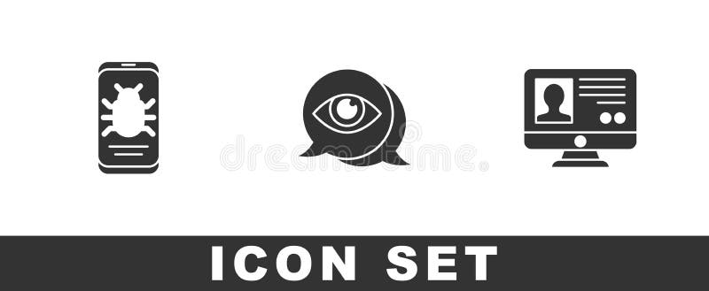 Set System Bug on Mobile, Eye Scan and Create Account Screen Icon ... Set System Bug on Mobile, Eye Scan and Create Account Screen Icon ...