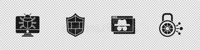 Set System Bug on Monitor, Shield with Brick Wall, Browser Incognito ... Set System Bug on Monitor, Shield with Brick Wall, Browser Incognito ...